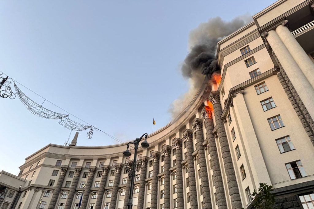 Ukraine's Main Government Building Hit for First Time in Russian Attack ...